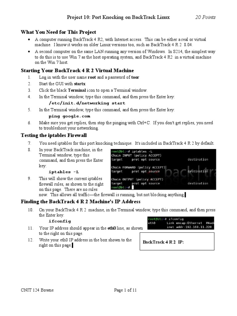 What You Need For This Project: Project 10: Port Knocking On Backtrack Linux | PDF | Secure ...