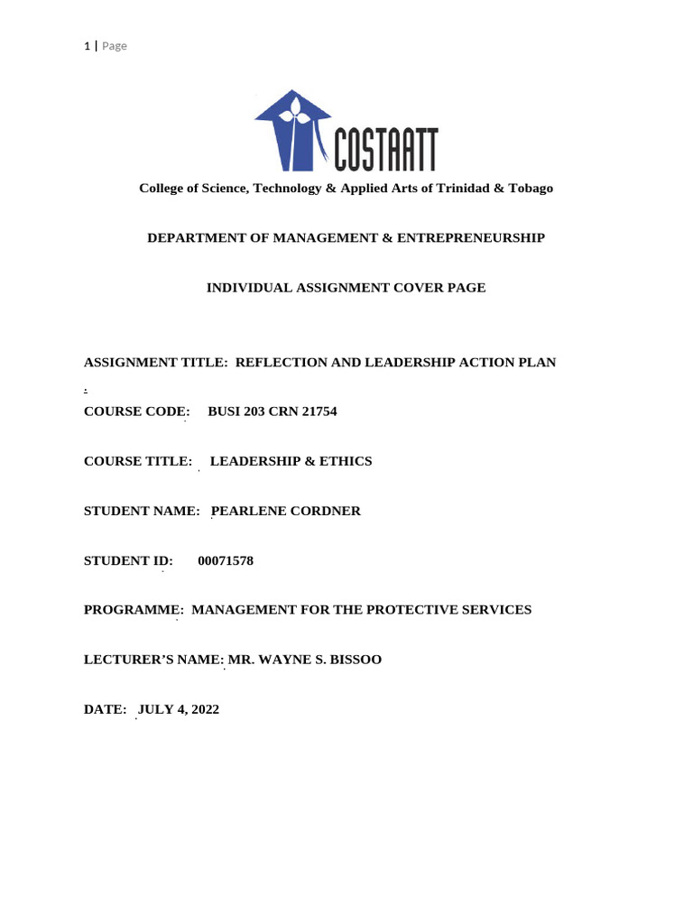 Reflection & Leadership Final | PDF | Leadership | Disciplines