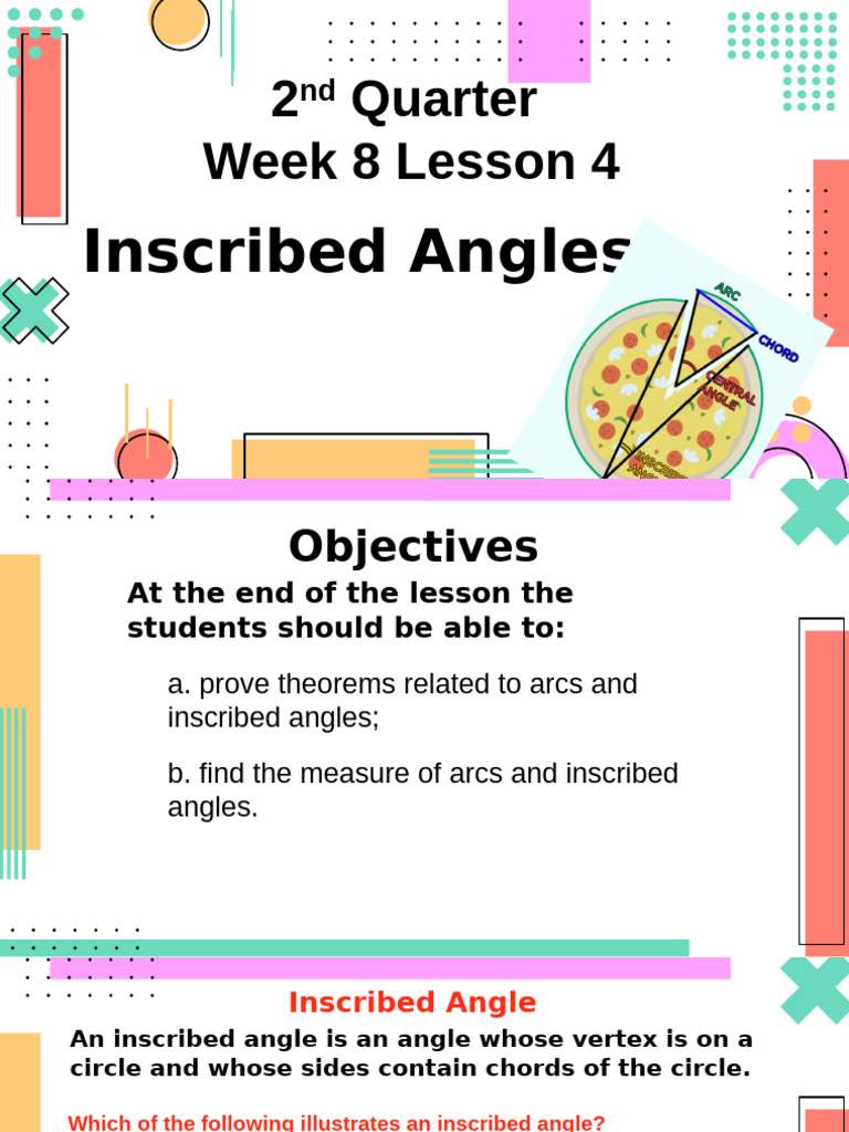q3 Lesson 4 Inscribed Angles | PDF | Angle | Circle
