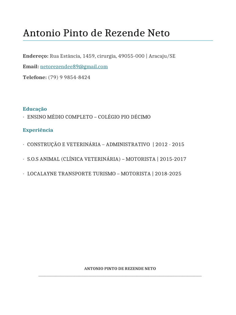 Antonio Pinto de Rezende Neto | PDF