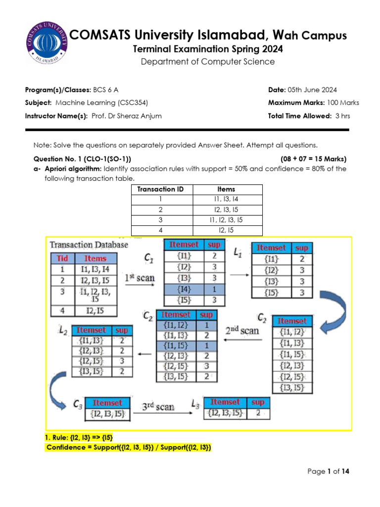 ML SP24 Final Term Exam (Solution) | PDF | Cluster Analysis | Support Vector Machine
