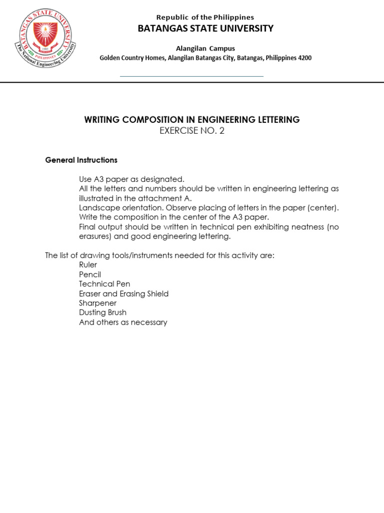 Exercise No.2 Writing Composition in Engineering Lettering | PDF