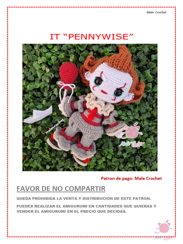 It "Pennywise" by Male Crochet | PDF | Amigurumi | Tejer