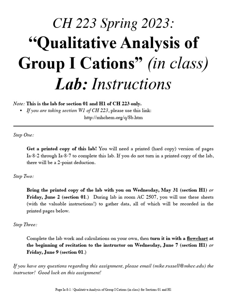 Group I Cations Qualitative Analysis Lab | PDF | Precipitation (Chemistry) | Chemical Compounds