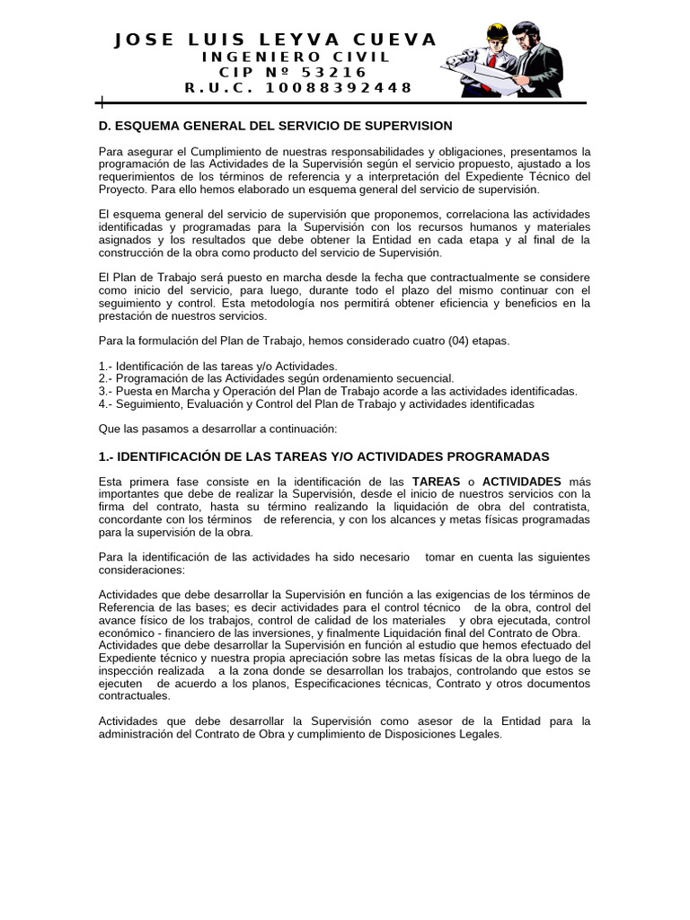 Esquema de Supervisión de Obras Civiles | PDF | Hormigón | Contratista ...