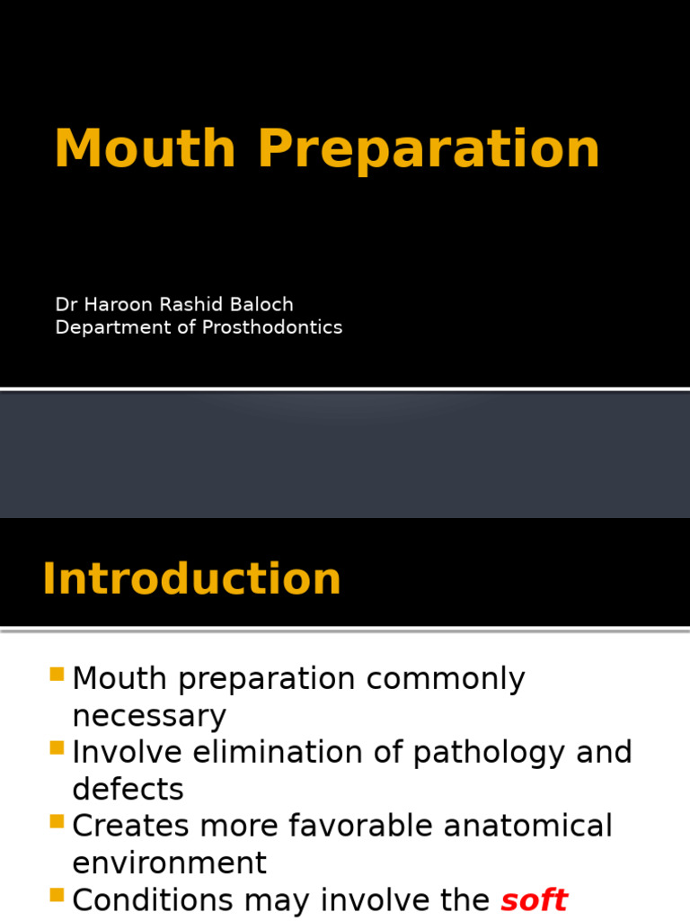 Comprehensive Guide to Mouth Preparation | PDF | Dentures | Candidiasis