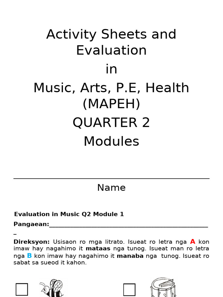 Mapeh Activity Sheets and Evaluation | PDF
