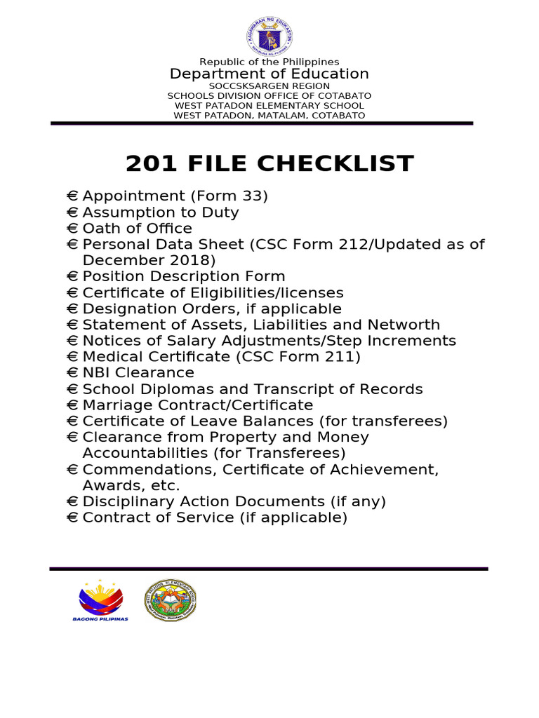 201-FILE_Checklist | PDF