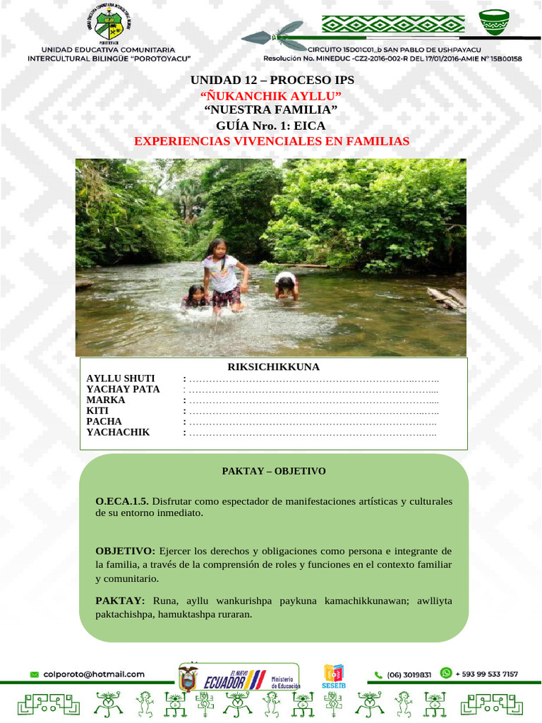 GUÍA-EICA-1ro-A-EGB - 23-24 UNIDAD 2 | PDF | Bailes | Aprendizaje