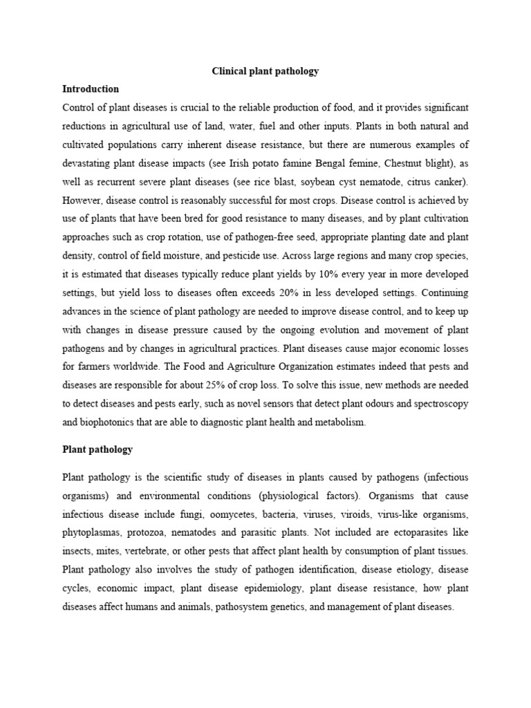 Clinical Plant Pathology Overview | PDF | Pathology | Plant Pathology