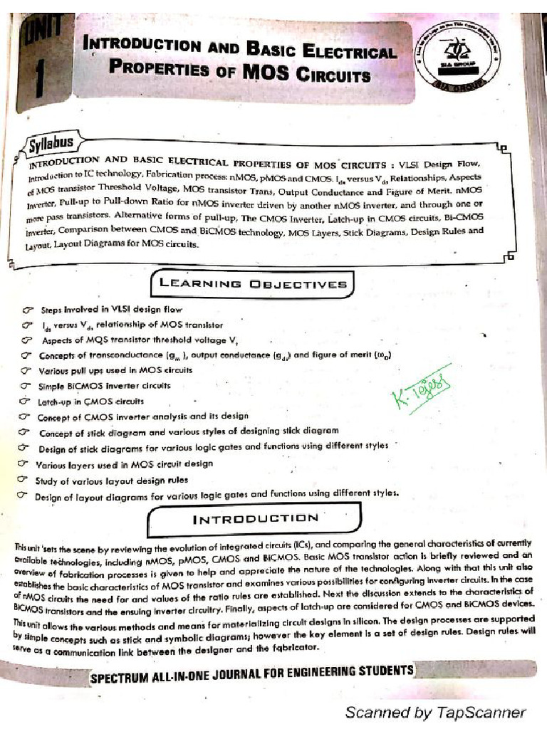 Vlsi Allinone Unit1 | PDF