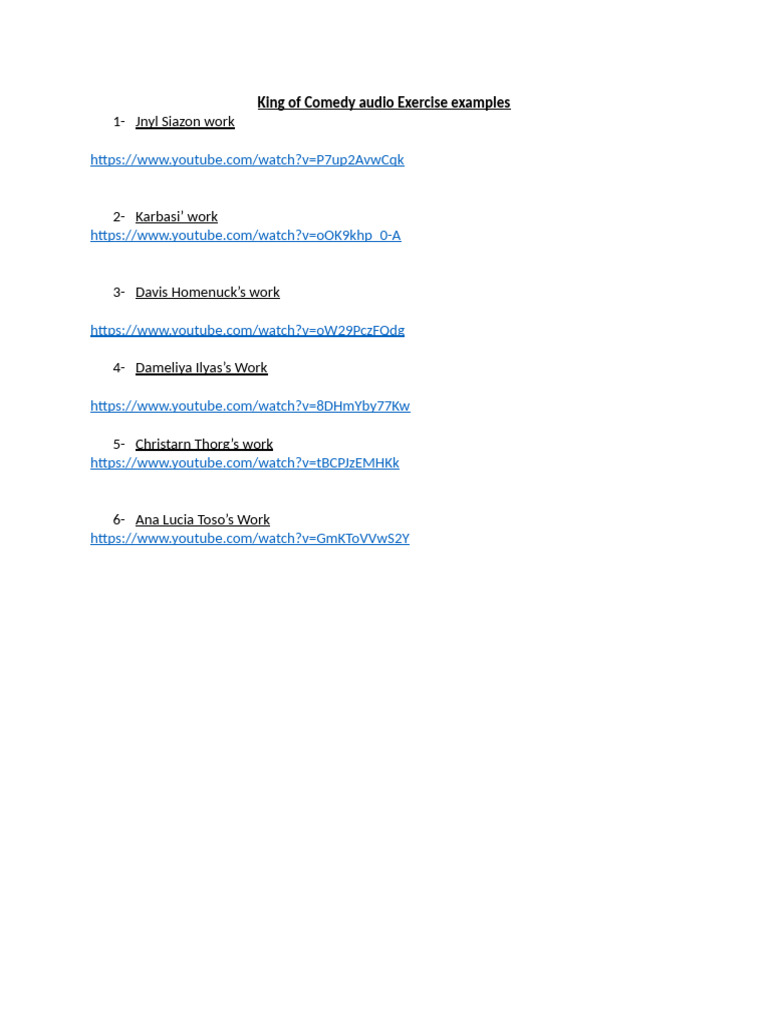 King of Comedy Examples | PDF