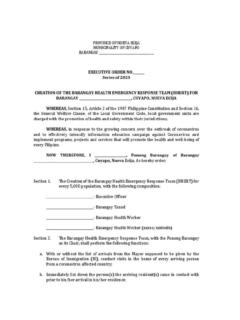 Bherts Executive Order | PDF