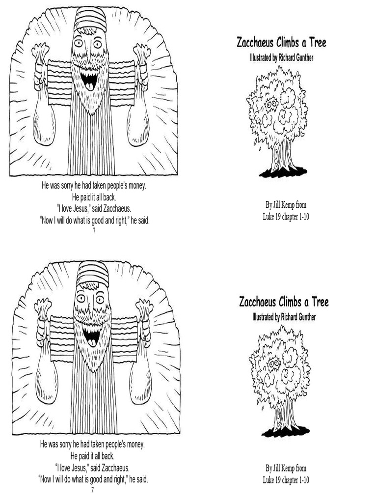 Zacchaeus Climbs Tree Comic B+W | PDF | New Testament | Apocalypticists