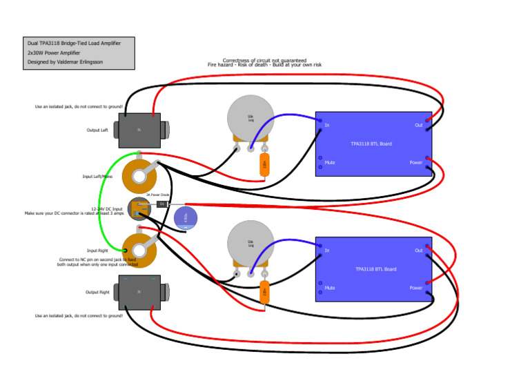 TPA3118 BTL Amplifier Wiring Guide | PDF | Amplifier | Electrical ...