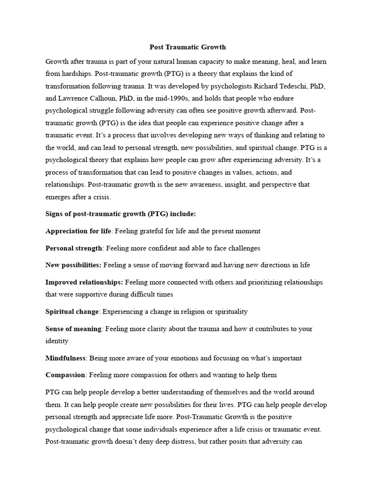 Understanding Post-Traumatic Growth | PDF | Psychological Trauma ...