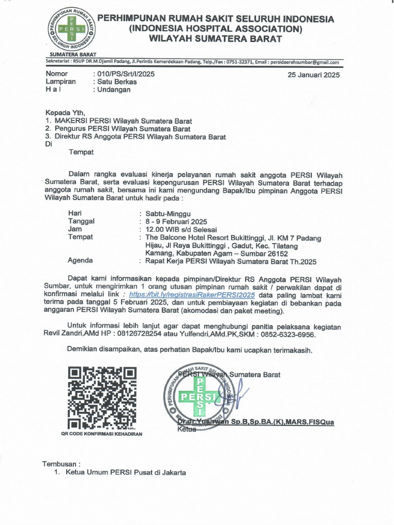 Undangan Raker Persi Sumbar 8-9 Februari 2025 | PDF