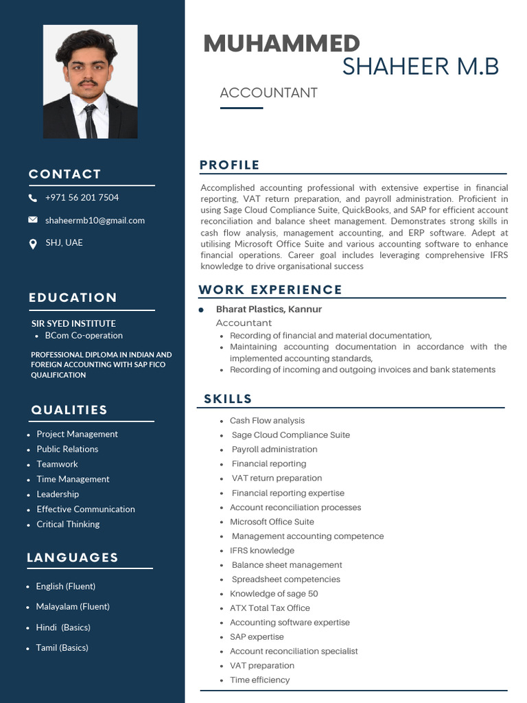 Shaheermb CV | PDF | Accounting | Balance Sheet