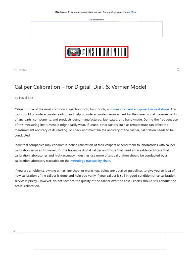 Calibrating Digital and Dial Calipers | PDF | Calibration