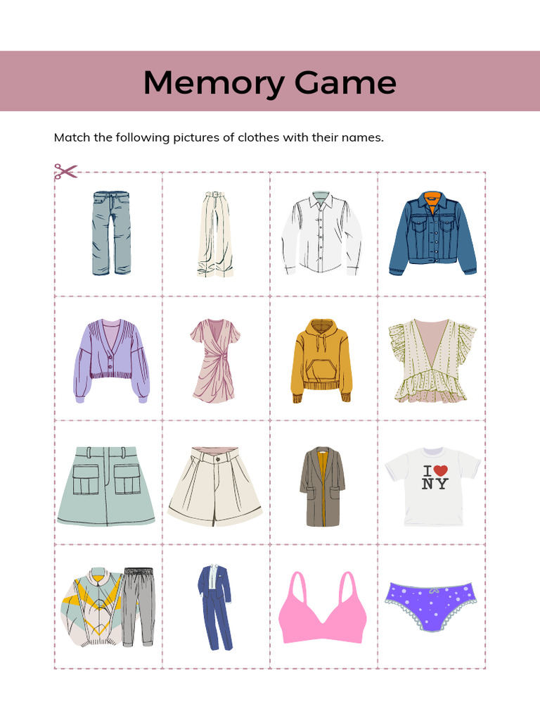 Clothes Memory Game Printable | PDF