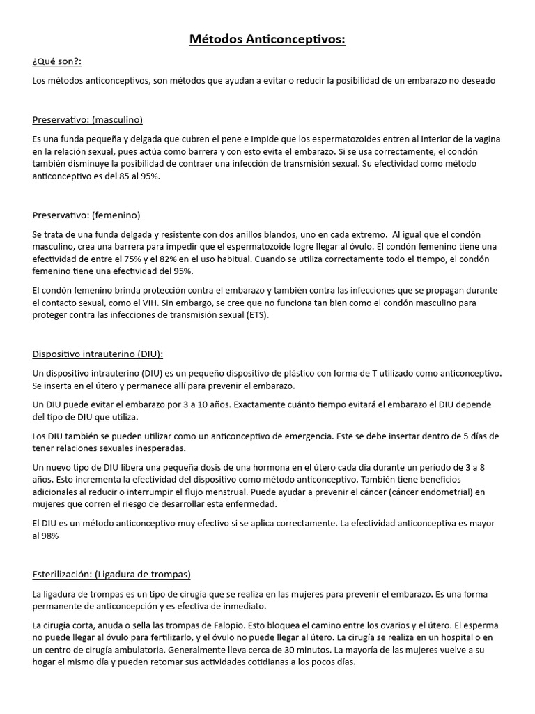 Metodos Anticonceptivo 2 | PDF | Control de la natalidad | Condón