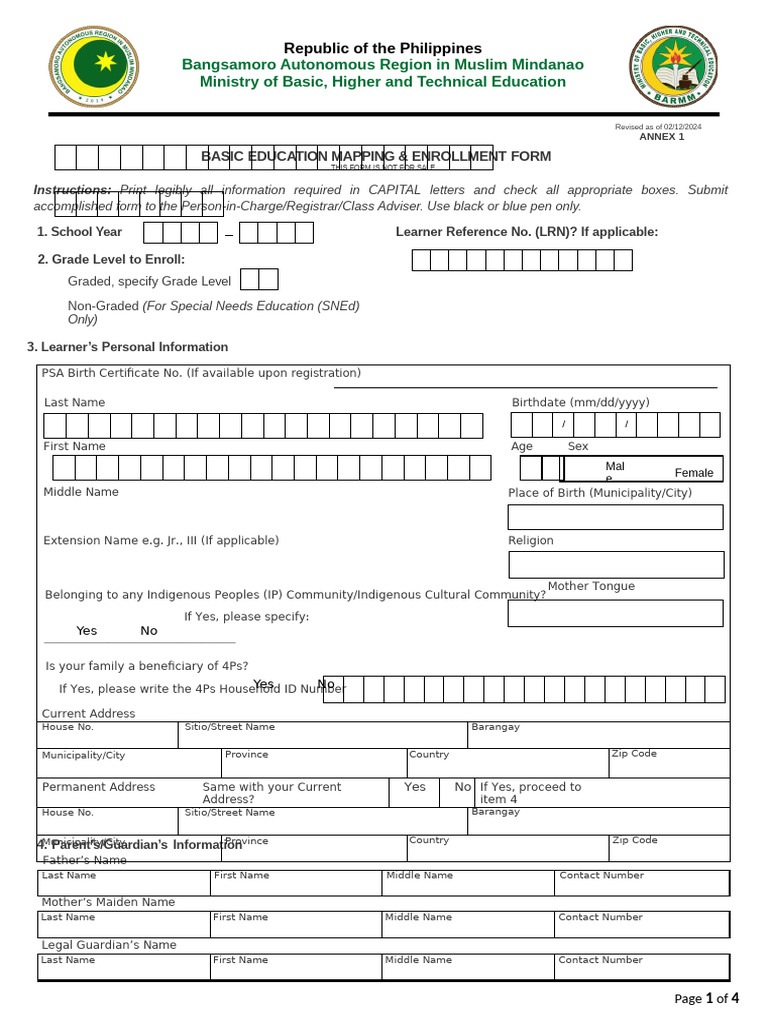 BASIC EDUCATION MAPPING FORM No Division Name | PDF | Visual Impairment ...
