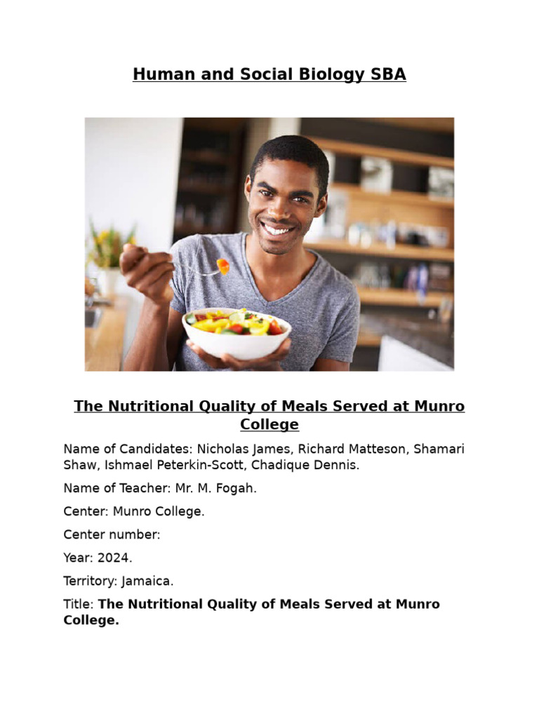 Subject Based Assignment-Nutrional Value of Meals | PDF | Meal | Nutrition
