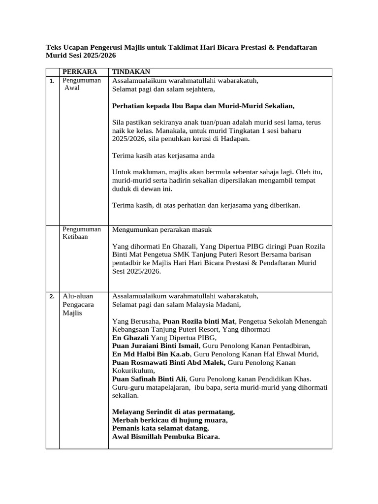 Teks MC Majlis Taklimat | PDF