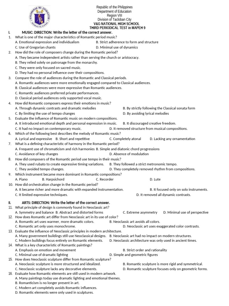 MAPEH 9 Periodical Test Overview | PDF | First Aid | Wound