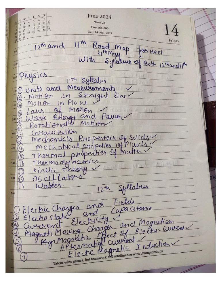 ROAD MAP OF BOTH 11th and 12th For NEET | PDF