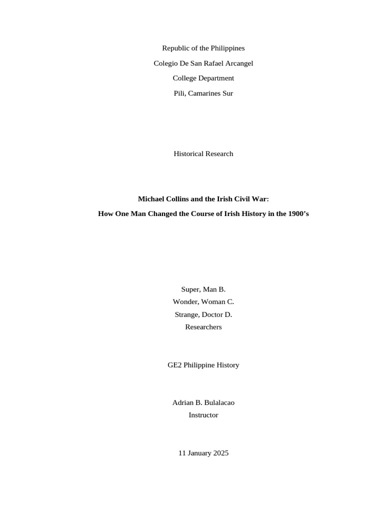 Format-for-the-Historical-Research-Paper | PDF | Michael Collins (Irish ...