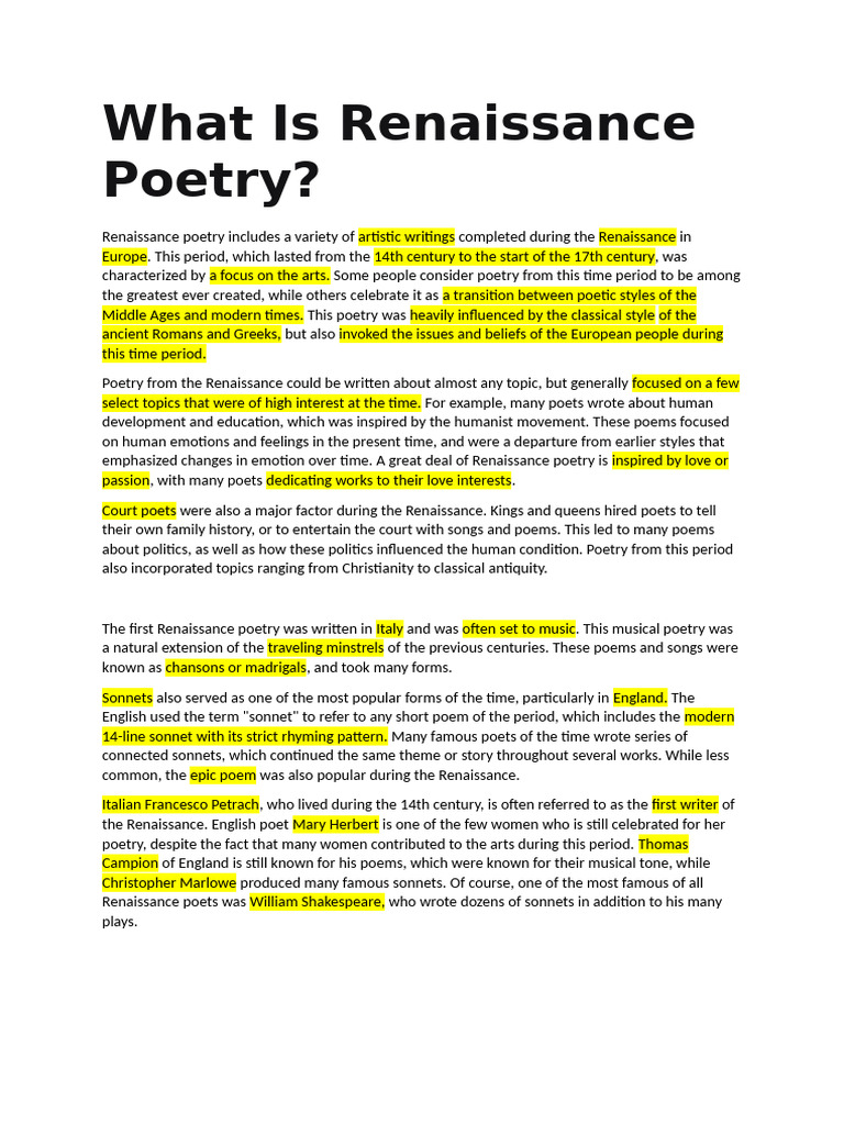 Understanding Renaissance Poetry | PDF | Poetry | Renaissance