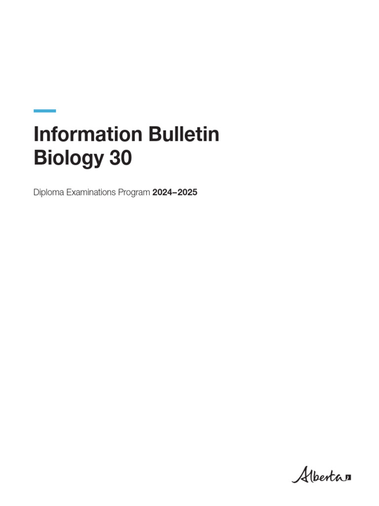 Biology 30 Diploma Exam Bulletin 2024-2025 | PDF | Dominance (Genetics ...