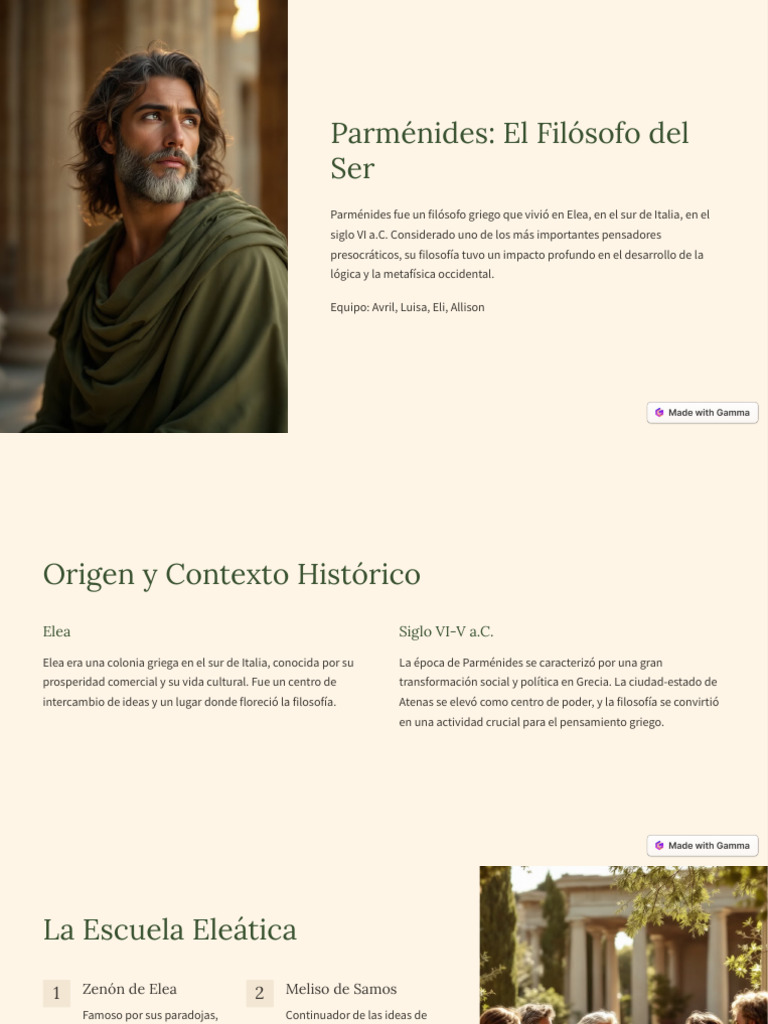 Parménides: Filosofía del Ser y su Legado | PDF | Verdad | Platón