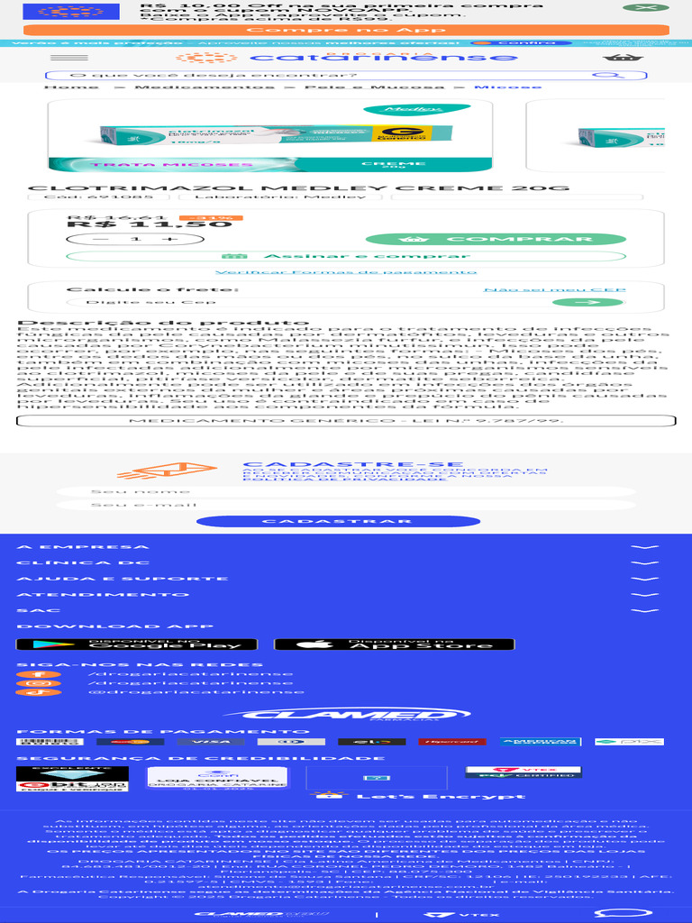 Clotrimazol Medley Creme 20g - Drogariacatarinense | PDF