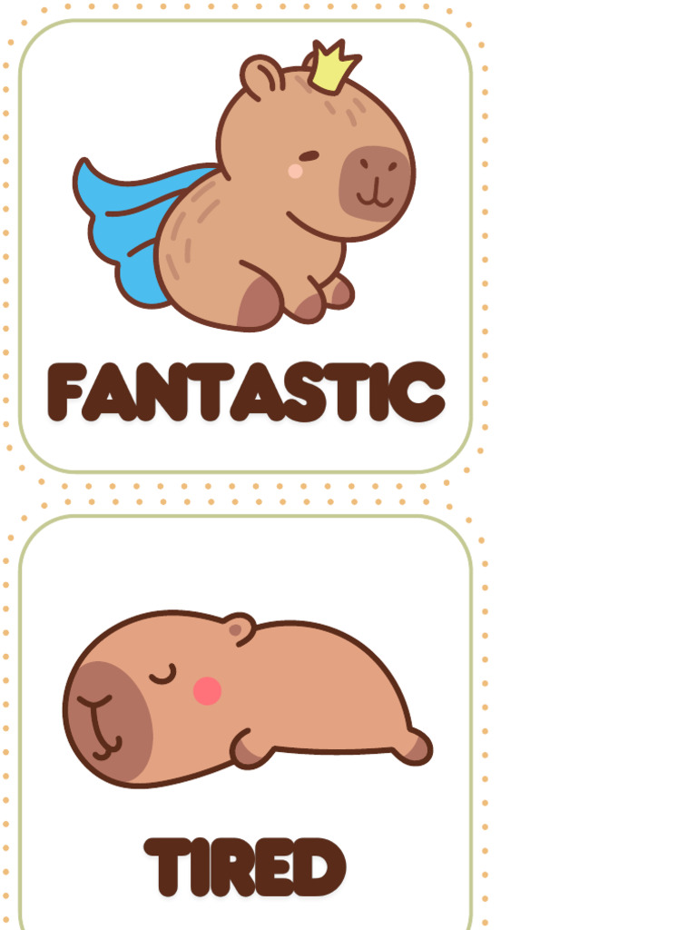 Flashcards Feelings Capybaras | PDF