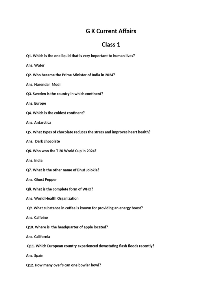 Current Affairs 1 | PDF