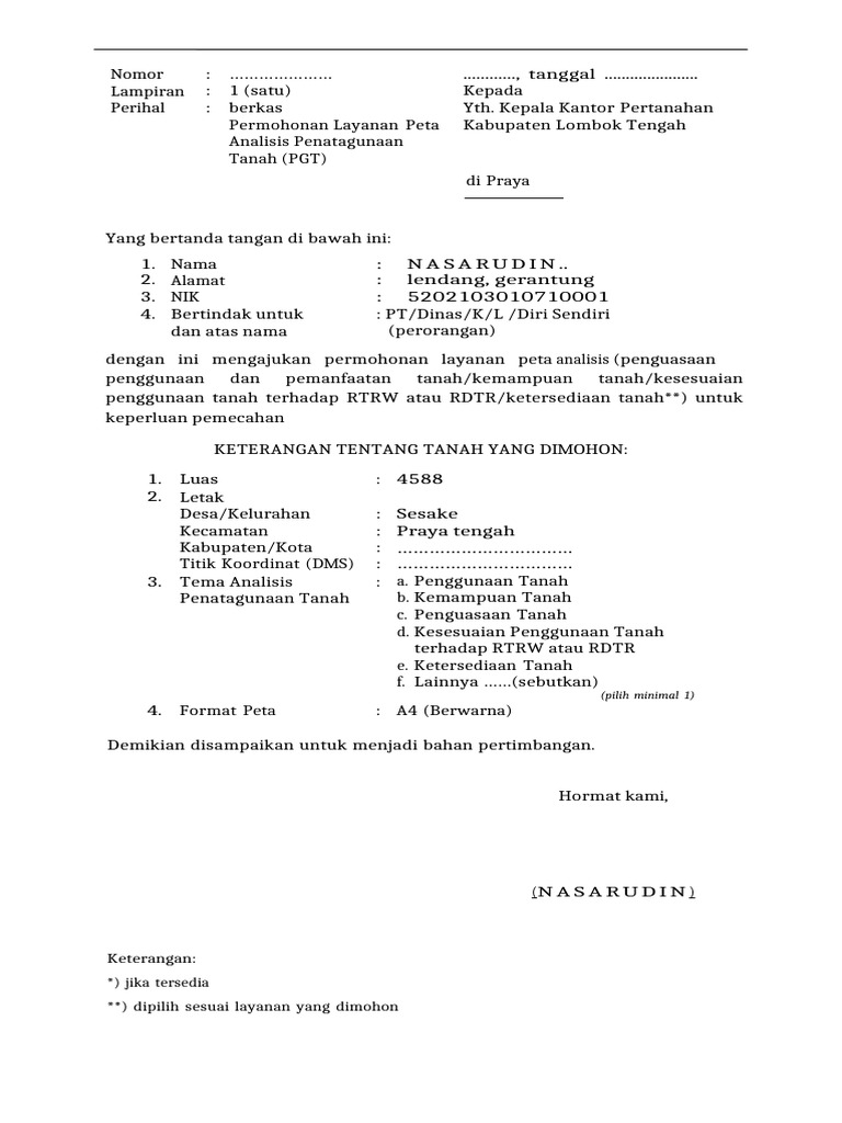 Contoh Tapak Kavling Pertanian | PDF