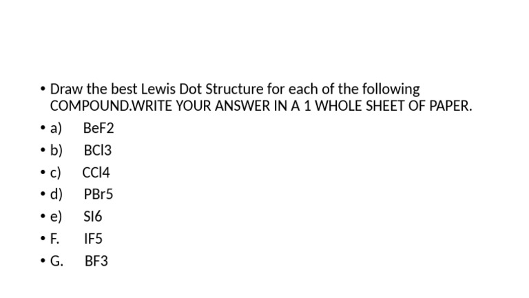 Lewis Dot Structures for Various Compounds | PDF