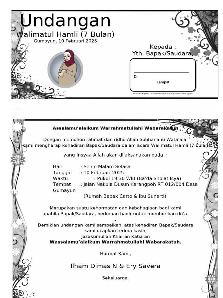 Undangan Walimatul Hamli 7 Bulan | PDF