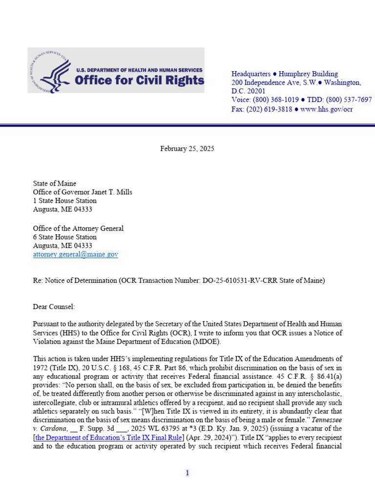 2025 - 2 - 25 Hhs Ocr Notice of Determination (Do-25-610531-Rv-crr ...