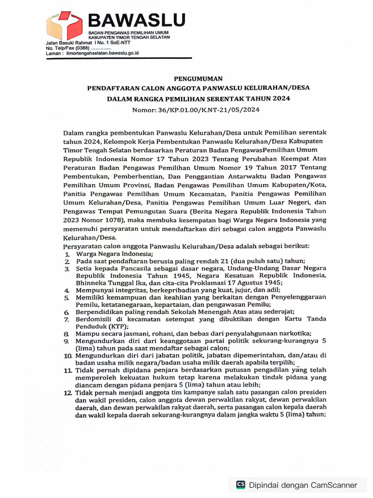 Pengumuman Pendaftaran PKD | PDF