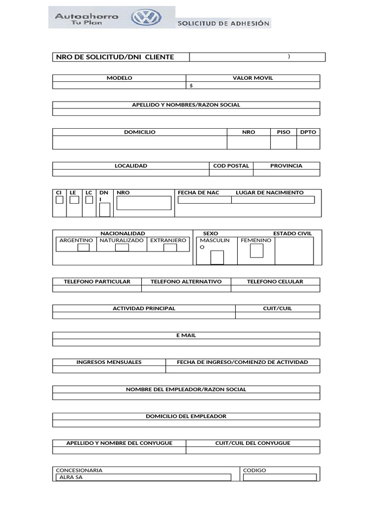 Solic de Adhe Con Deb y Usados | PDF