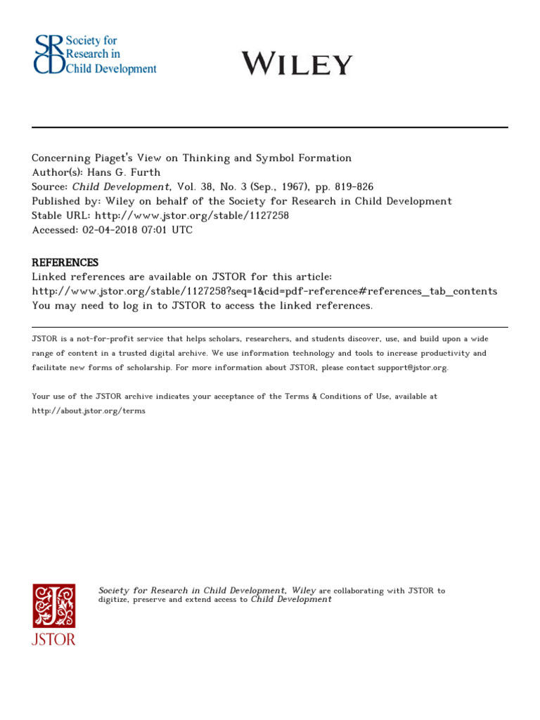 Concerning Piaget view on thinking and symbol formation | PDF | Thought ...