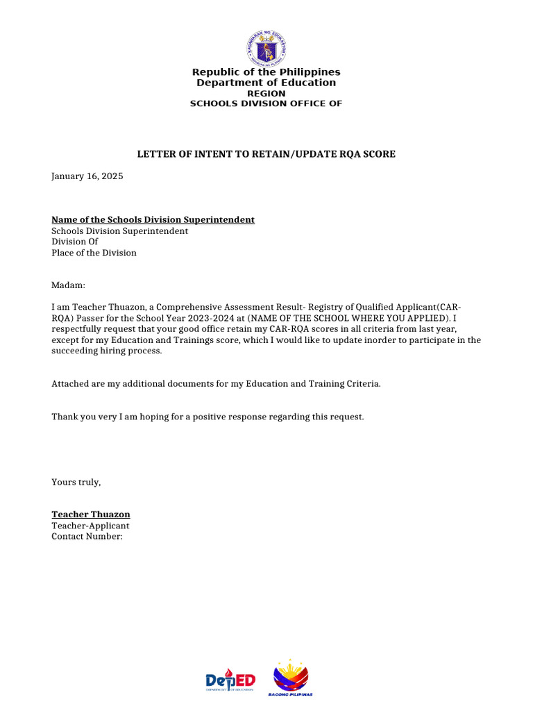 Letter of Intent To Retain The Score | PDF