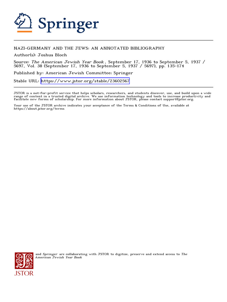 (Review, Bloch) Nazi Germany and The Jews: An Annotated Bibliography ...