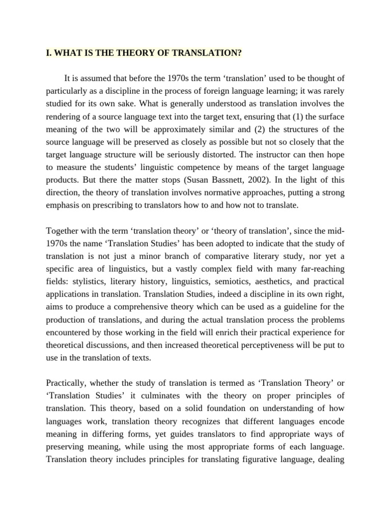 Understanding Translation Theory and Definitions | PDF | Translations ...