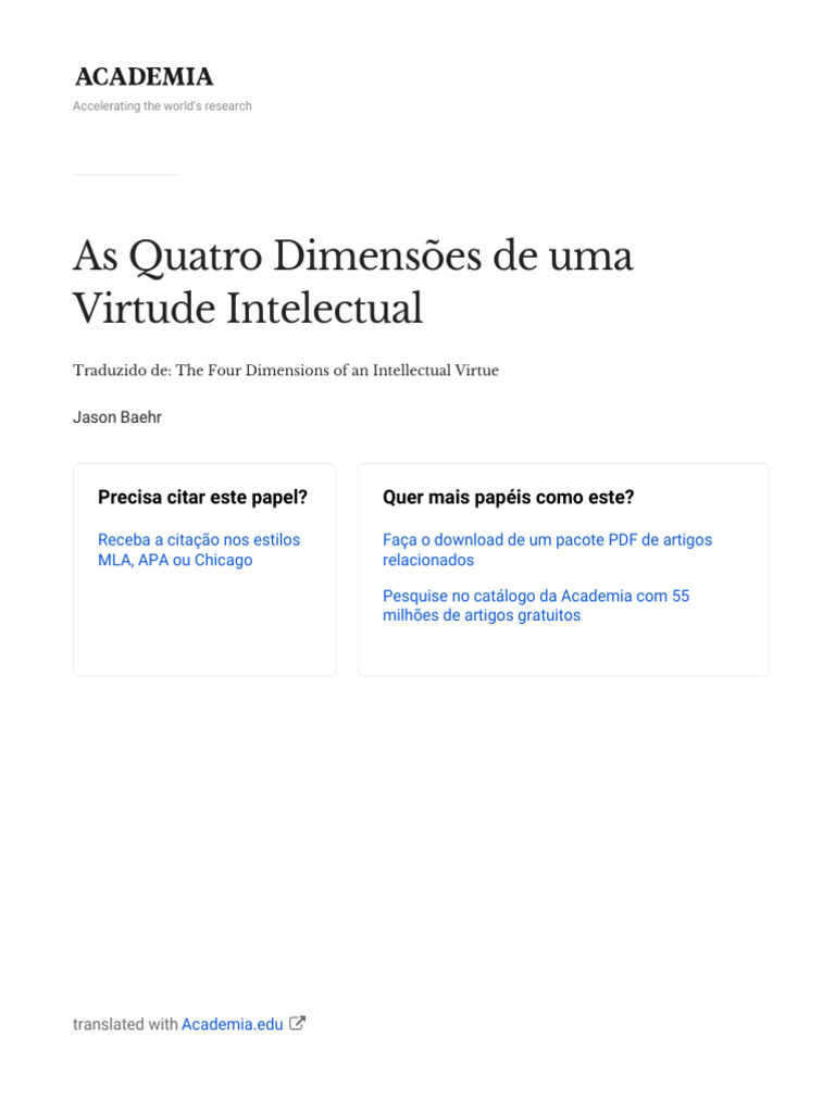 The Four Dimensions of an Intellectual Virtue - pt | PDF | Virtude ...