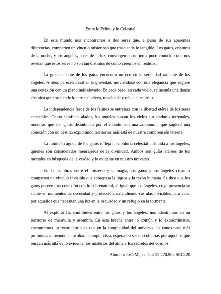 Entre Lo Felino y Lo Celestial Acomodao 2 | PDF