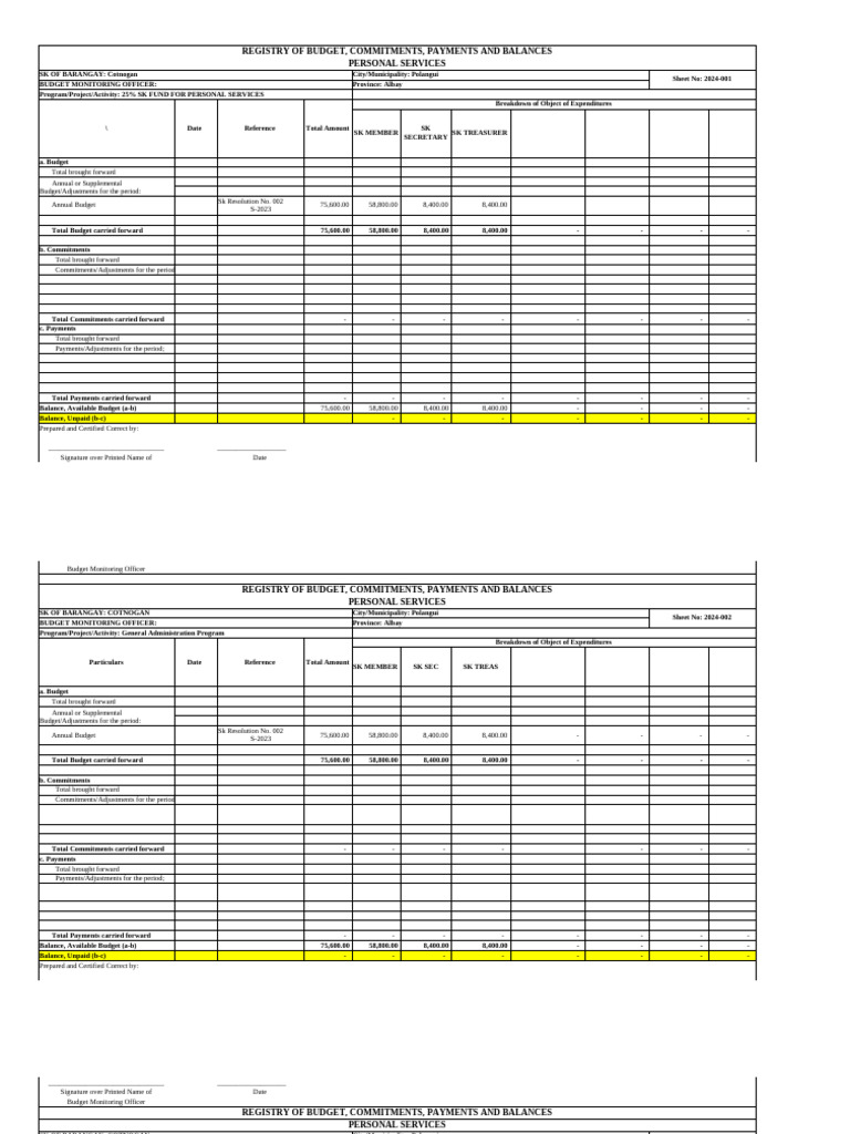 Sao Raaf SK Cotnogan 2024 | PDF | Budget